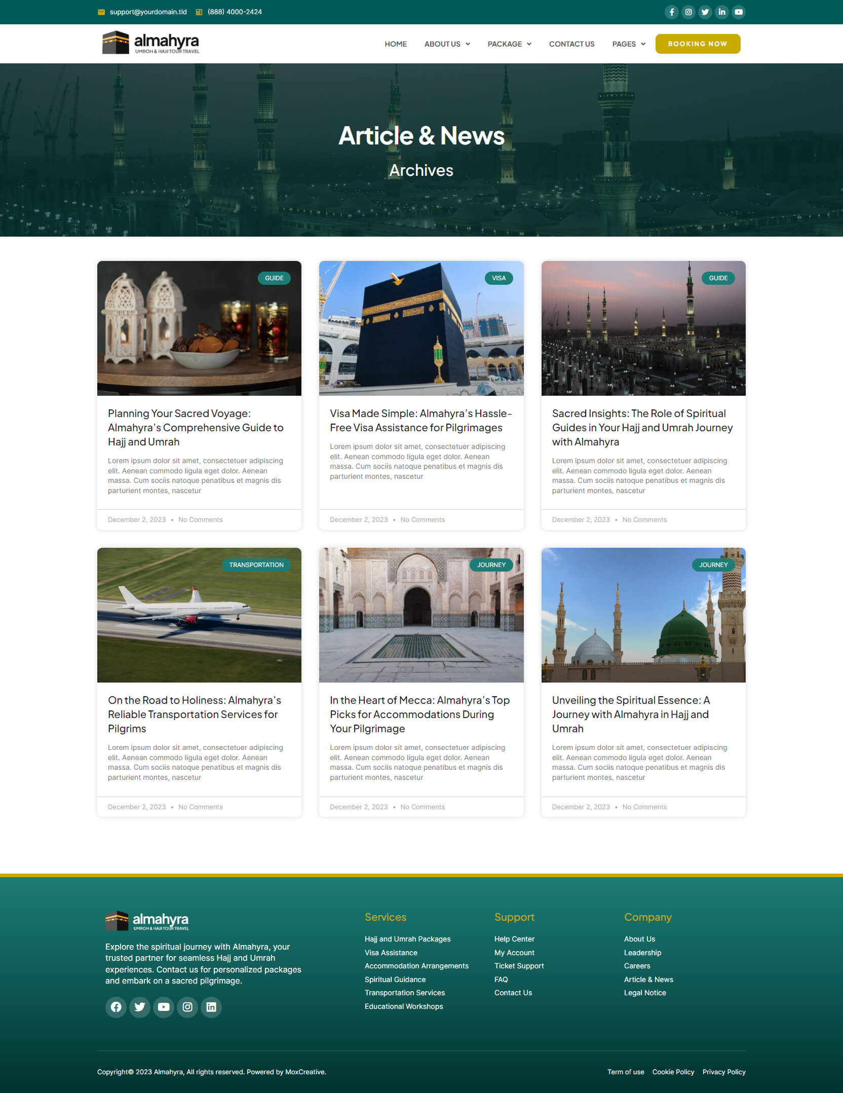 Almahyra - Umrah & Hajj Tour Travel Elementor Pro Template Kit by moxcreative